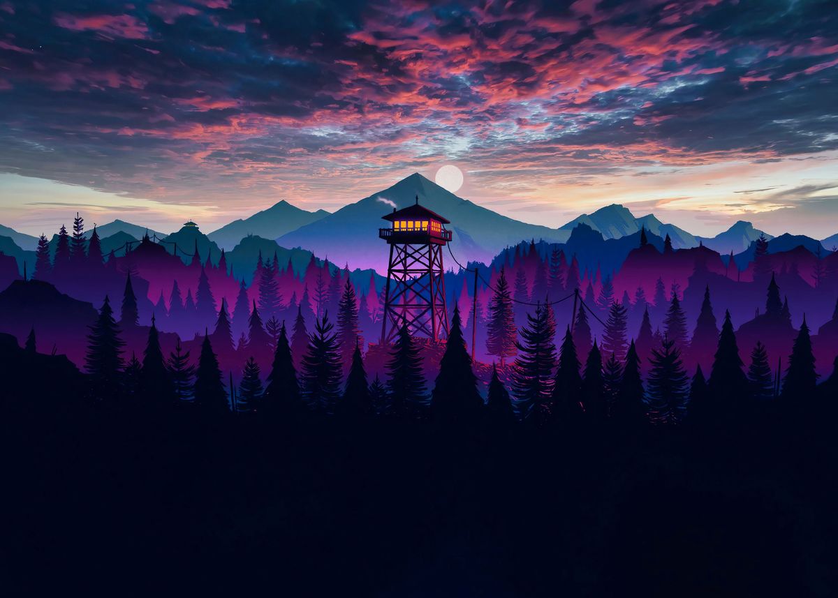 'firewatch ' Poster, picture, metal print, paint by Amira Baumbach ...