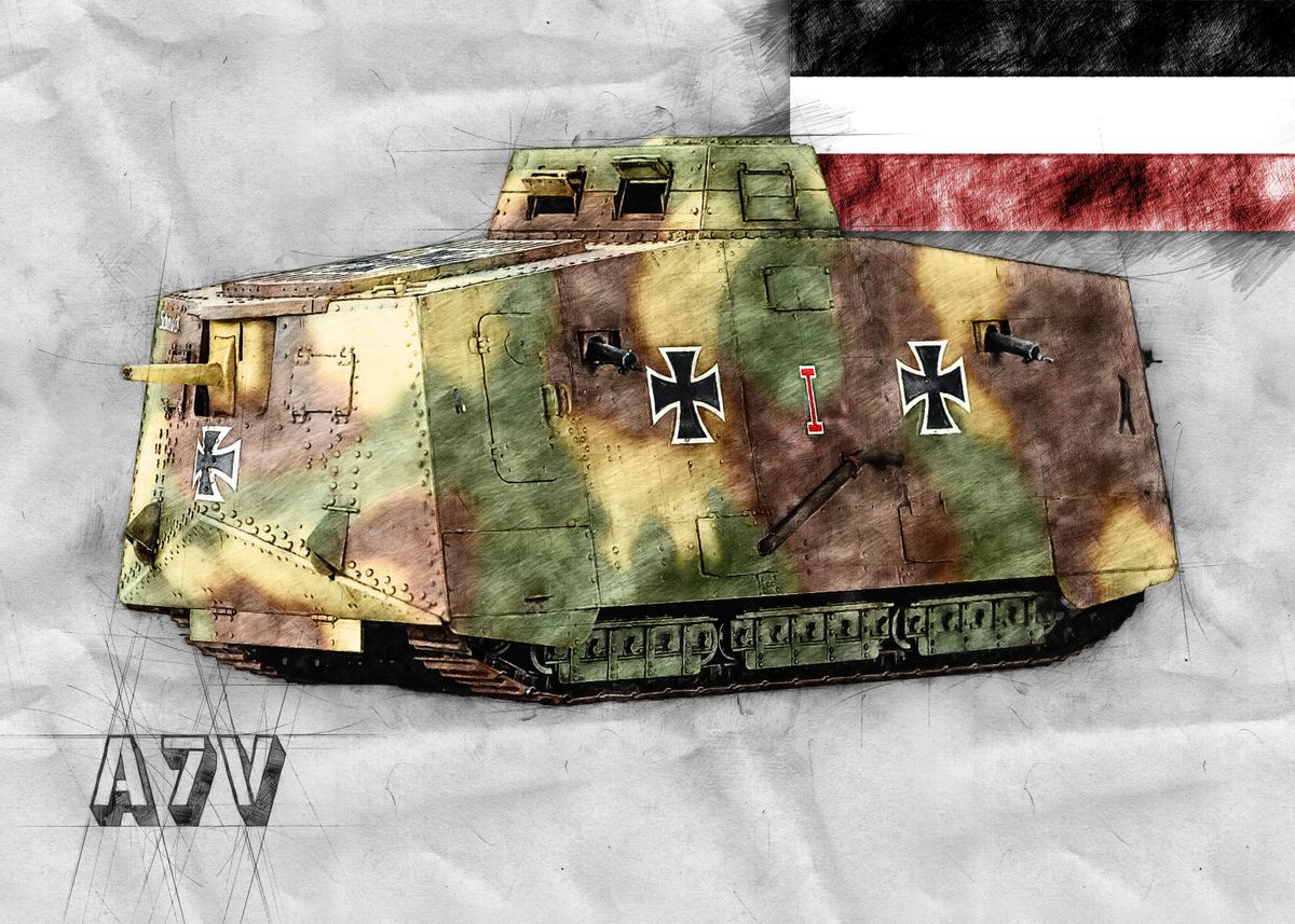 'Sturmpanzerwagen A7V' Poster by Pixxelworks Florian Schaller | Displate