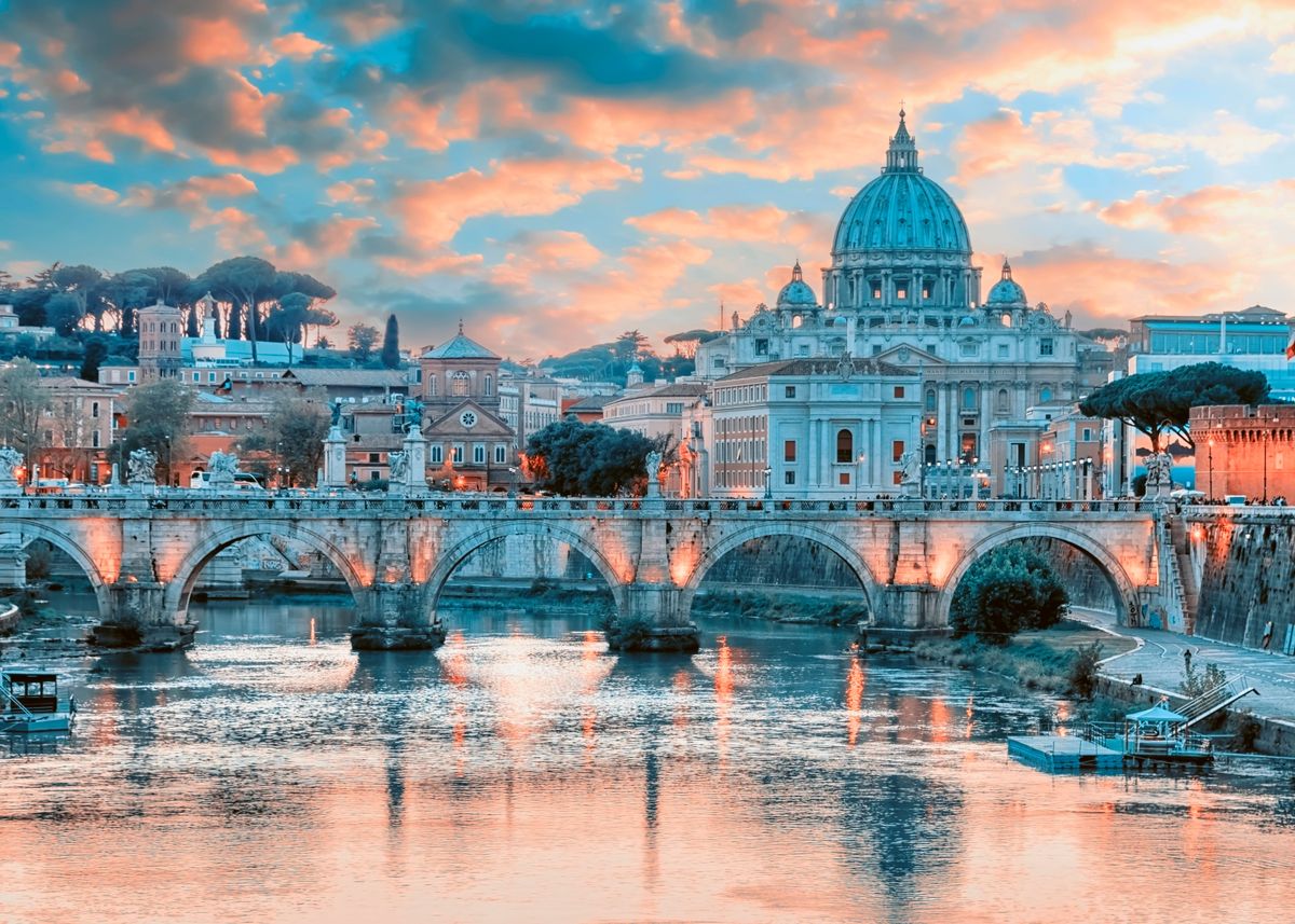 'Rome At Sunset' Poster, picture, metal print, paint by Mango Art ...