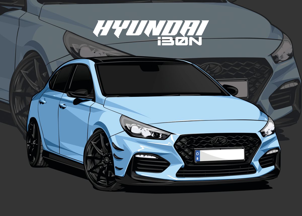 'hyundai i30 N blue' Poster, picture, metal print, paint by capture art ...