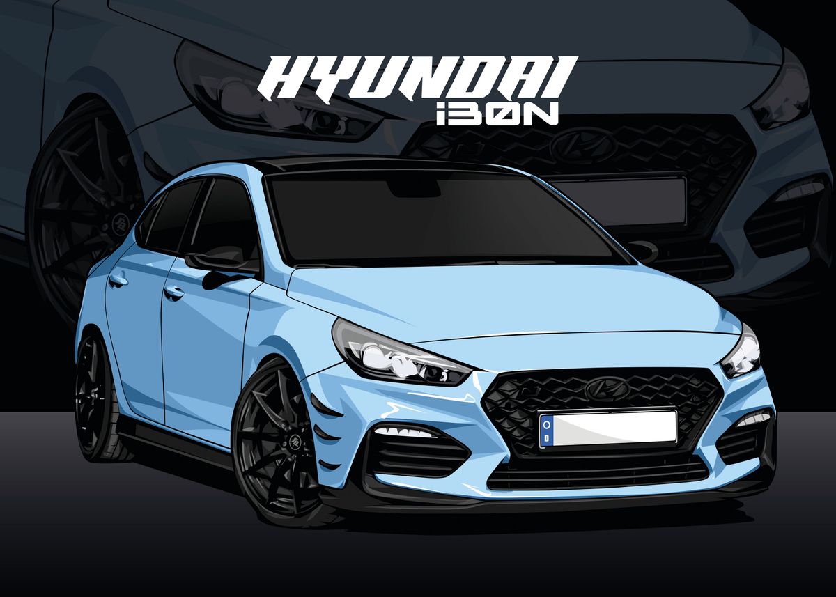 'hyundai i30 N blue' Poster, picture, metal print, paint by capture art ...