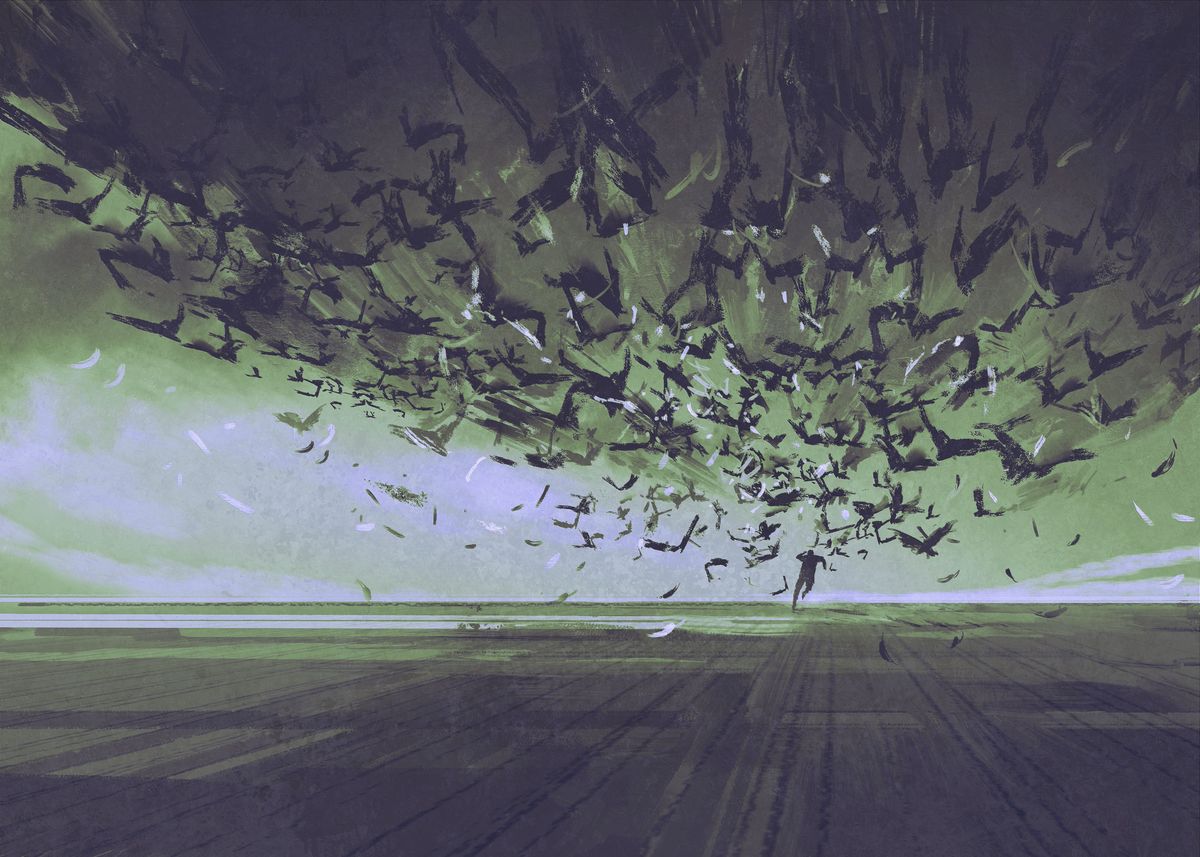 'Attack of crows' Poster, picture, metal print, paint by Color Art ...