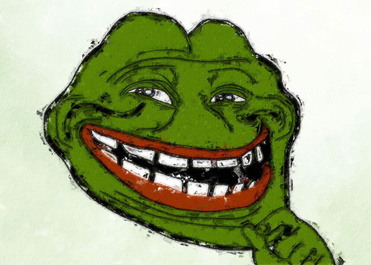 'Pepe the frog meme' Poster, picture, metal print, paint by Meme Daily ...