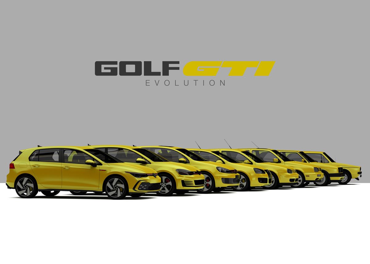 'Golf GTI Evolution Yellow' Poster, picture, metal print, paint by 21 ...