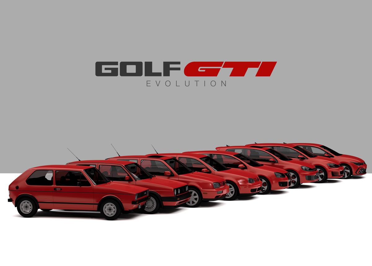 'Golf GTI Evolution Red' Poster, picture, metal print, paint by 21 MXM ...