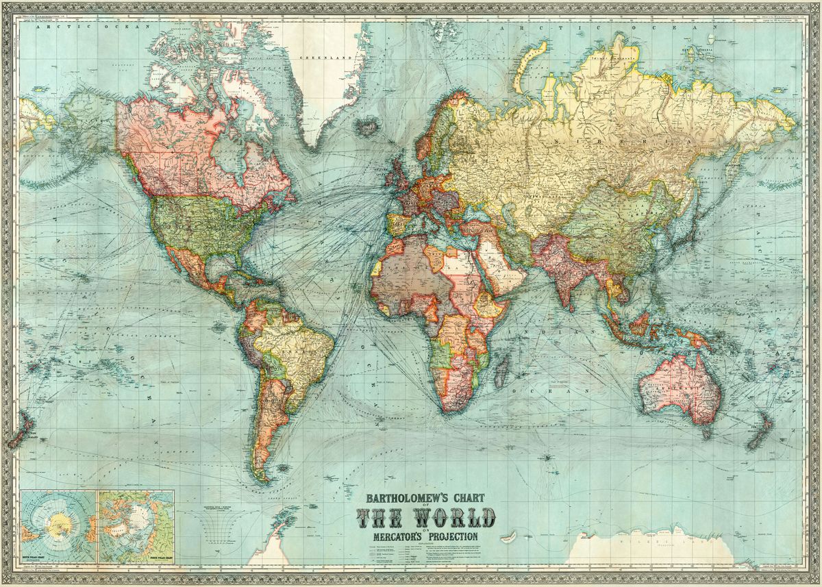 '1914 World map' Poster, picture, metal print, paint by Sam Kal | Displate