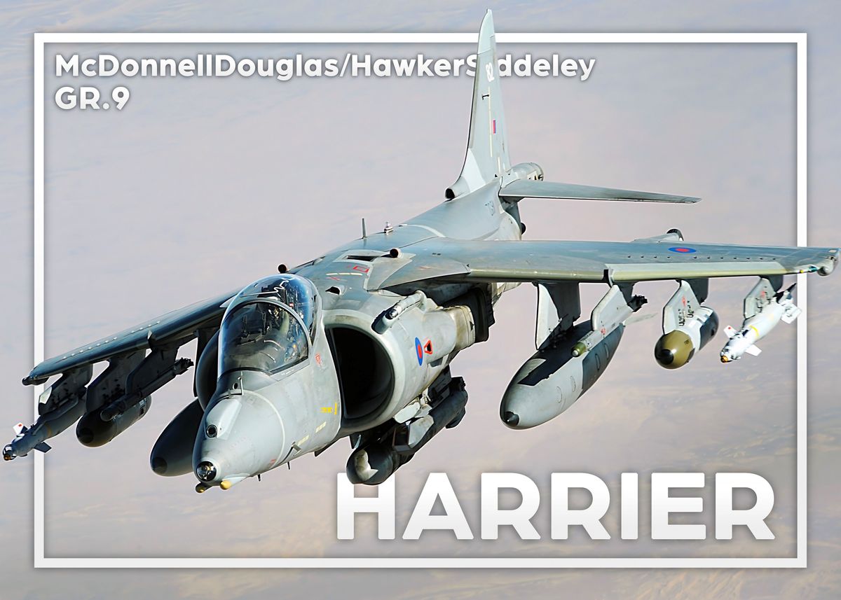 'Harrier GR9' Poster, picture, metal print, paint by AirCraft Lover ...