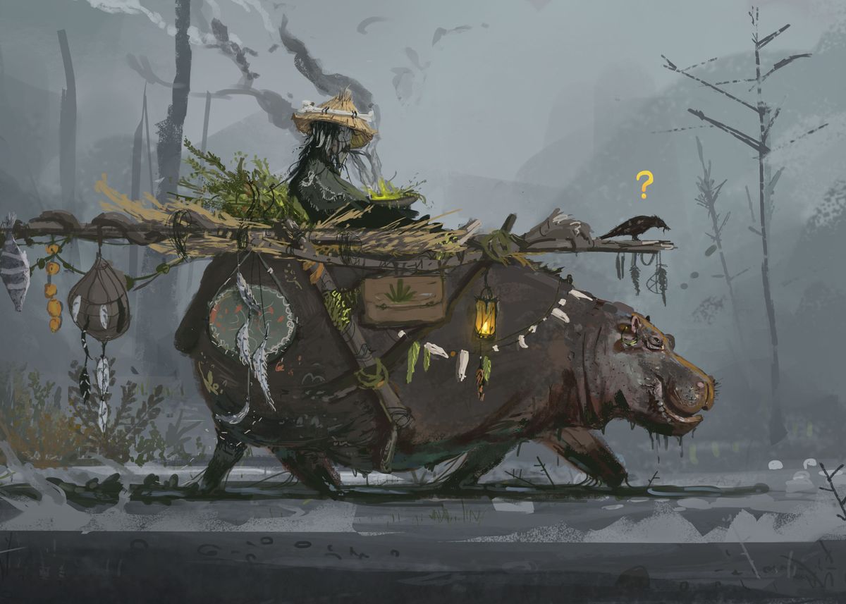 'Shaman smoke and ride' Poster, picture, metal print, paint by ...