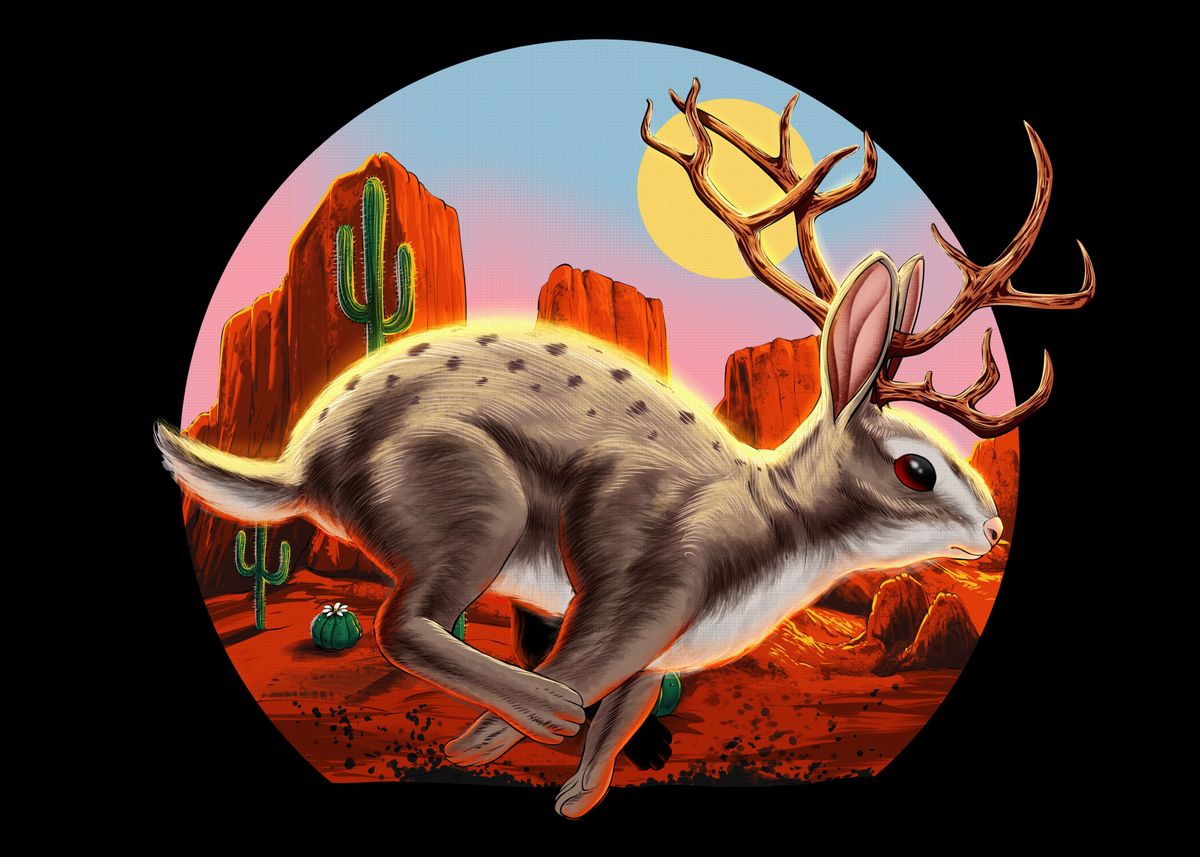 'Jackalope Cryptid Rabbit' Poster, picture, metal print, paint by ...