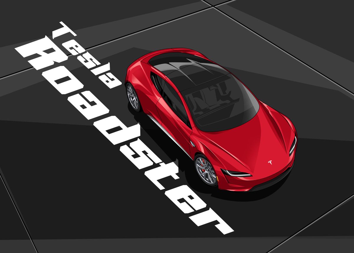 'Tesla Roadster Red' Poster, picture, metal print, paint by capture art ...