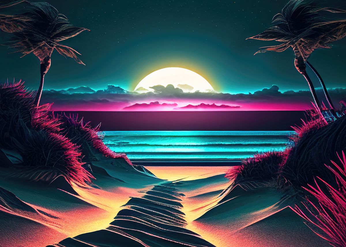 'Neon landscape' Poster by MCAshe Art | Displate