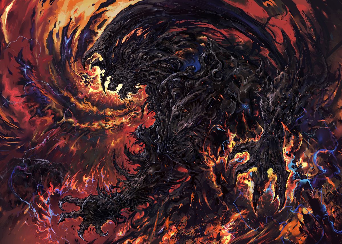 'Fire Demon' Poster, picture, metal print, paint by Marcelo Orsi Blanco ...