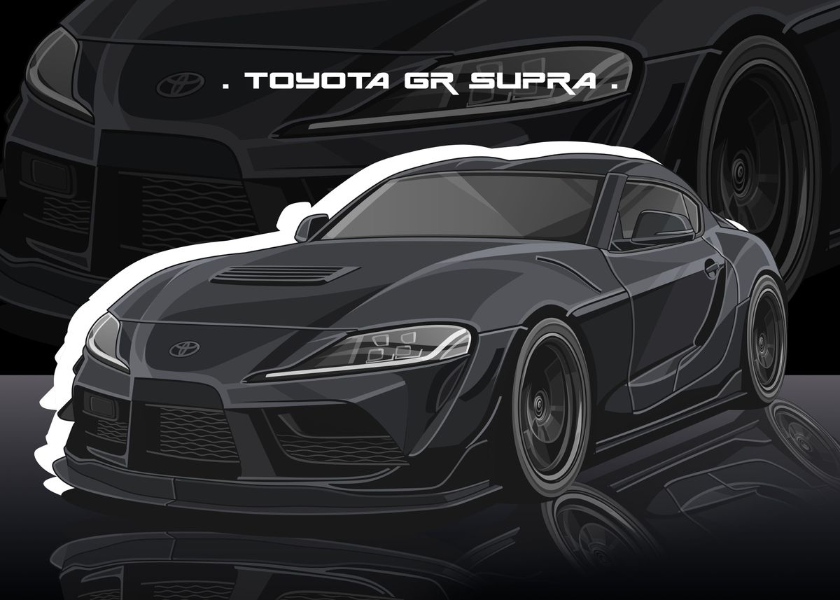 'TOYOTA GR SUPRA BLACK' Poster, picture, metal print, paint by capture ...