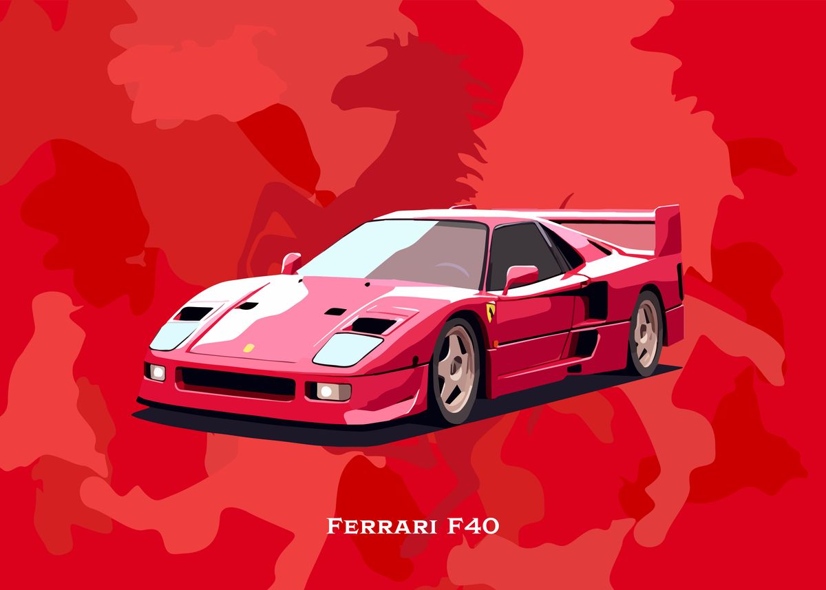 'Ferrari F40' Poster, picture, metal print, paint by Frenchy | Displate