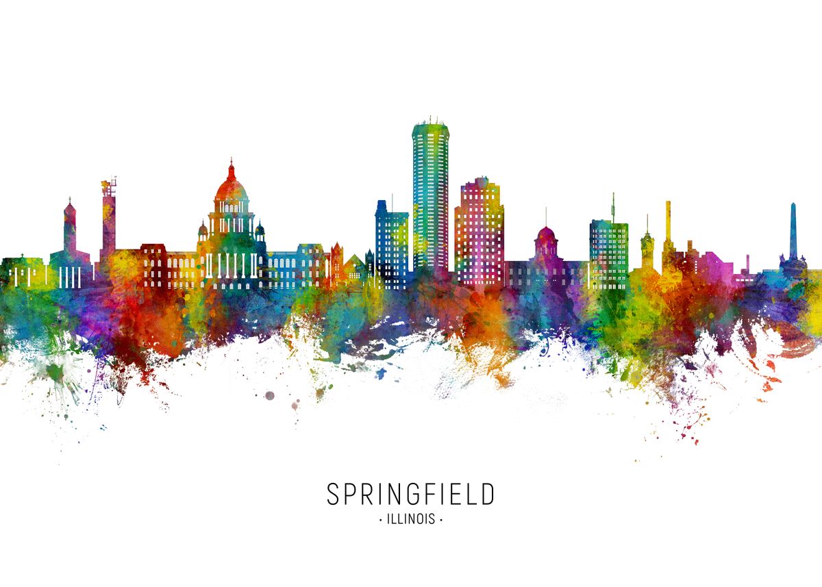 'Springfield IL Skyline' Poster, picture, metal print, paint by Michael ...