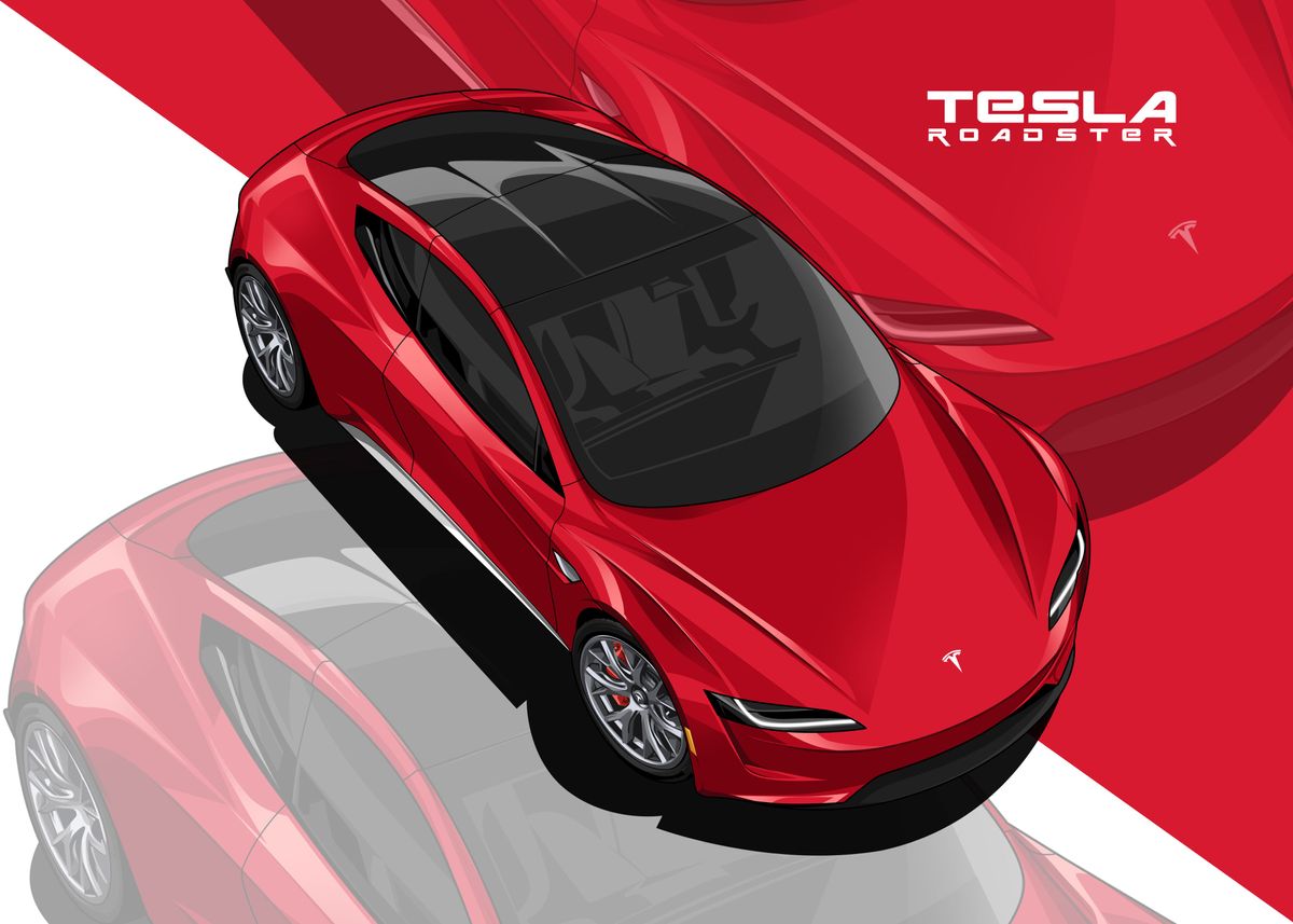 'Tesla Roadster red' Poster, picture, metal print, paint by capture art ...