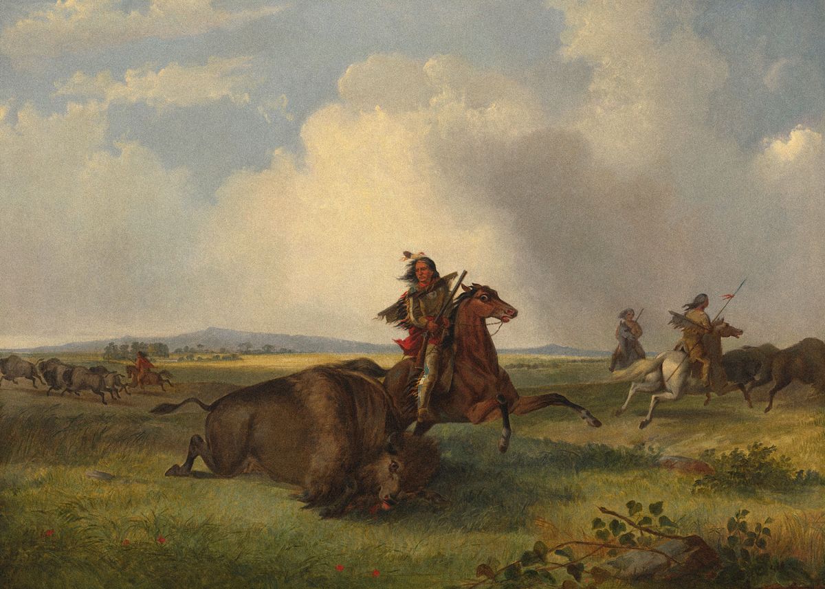 'Indians Hunting Buffalo' Poster, picture, metal print, paint by ...