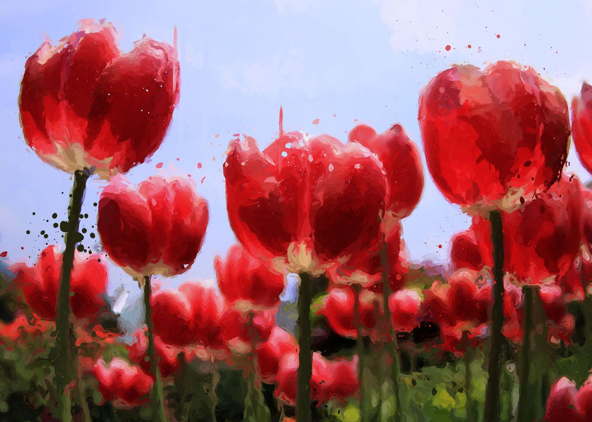 'red flower' Poster, picture, metal print, paint by asri majid | Displate