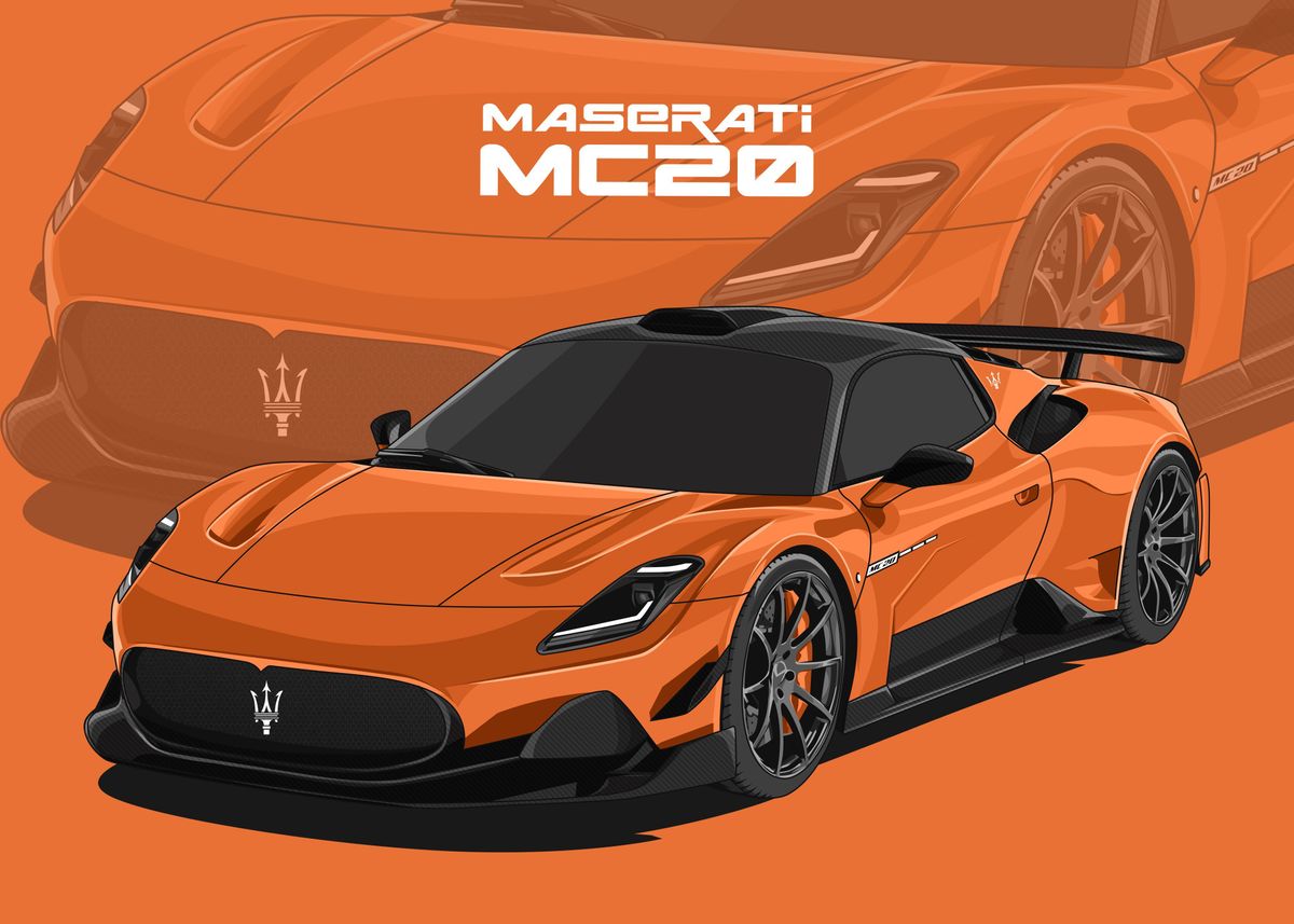 'maserati mc20 orange' Poster by capture art | Displate