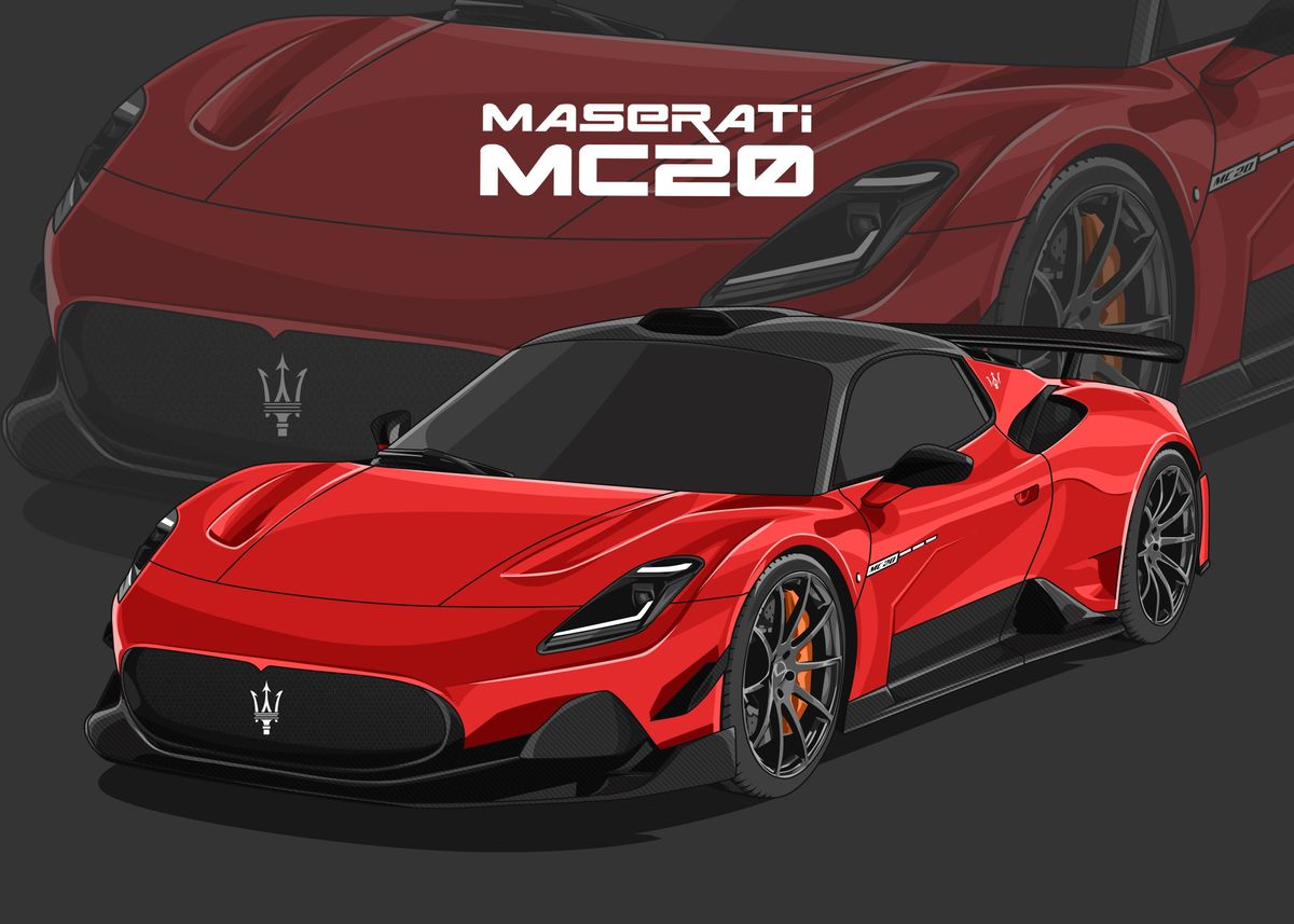 'maserati mc20 red' Poster by capture art | Displate