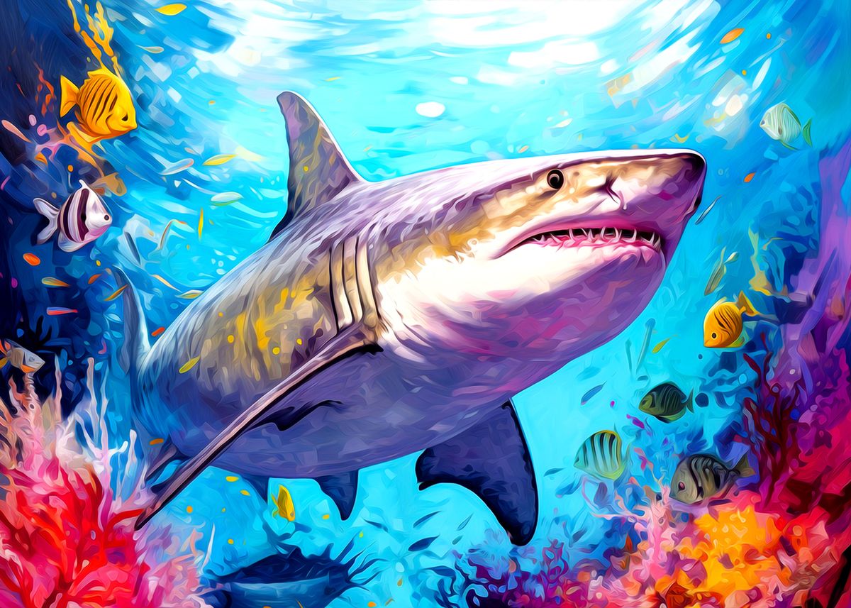 'Shark' Poster, picture, metal print, paint by sona tranlis | Displate