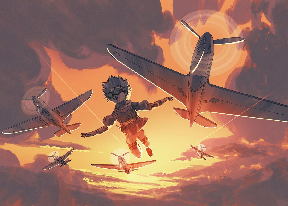 'boy flying sky' Poster, picture, metal print, paint by Fantasy Lord ...