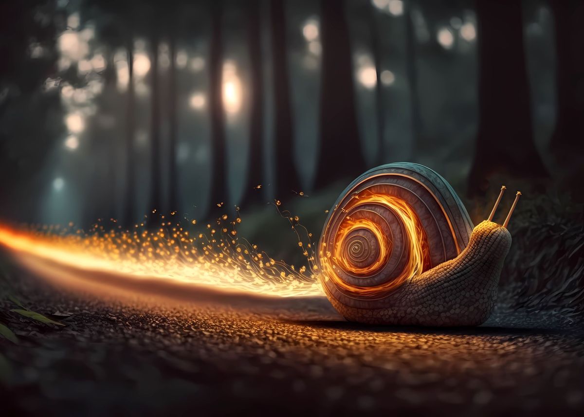 'Super fast snail' Poster, picture, metal print, paint by Jiri Hodecek ...