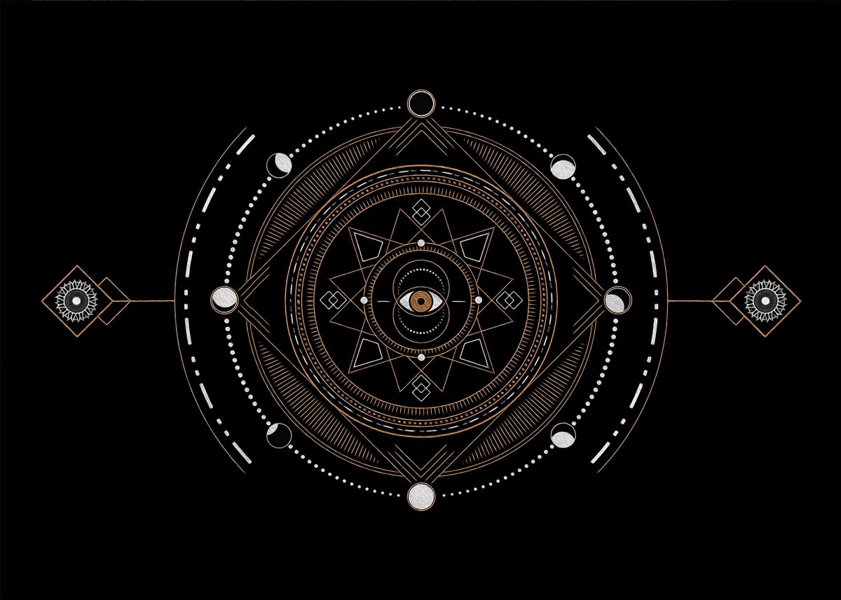 'Mandala Geometric Moon Sun' Poster, picture, metal print, paint by ...