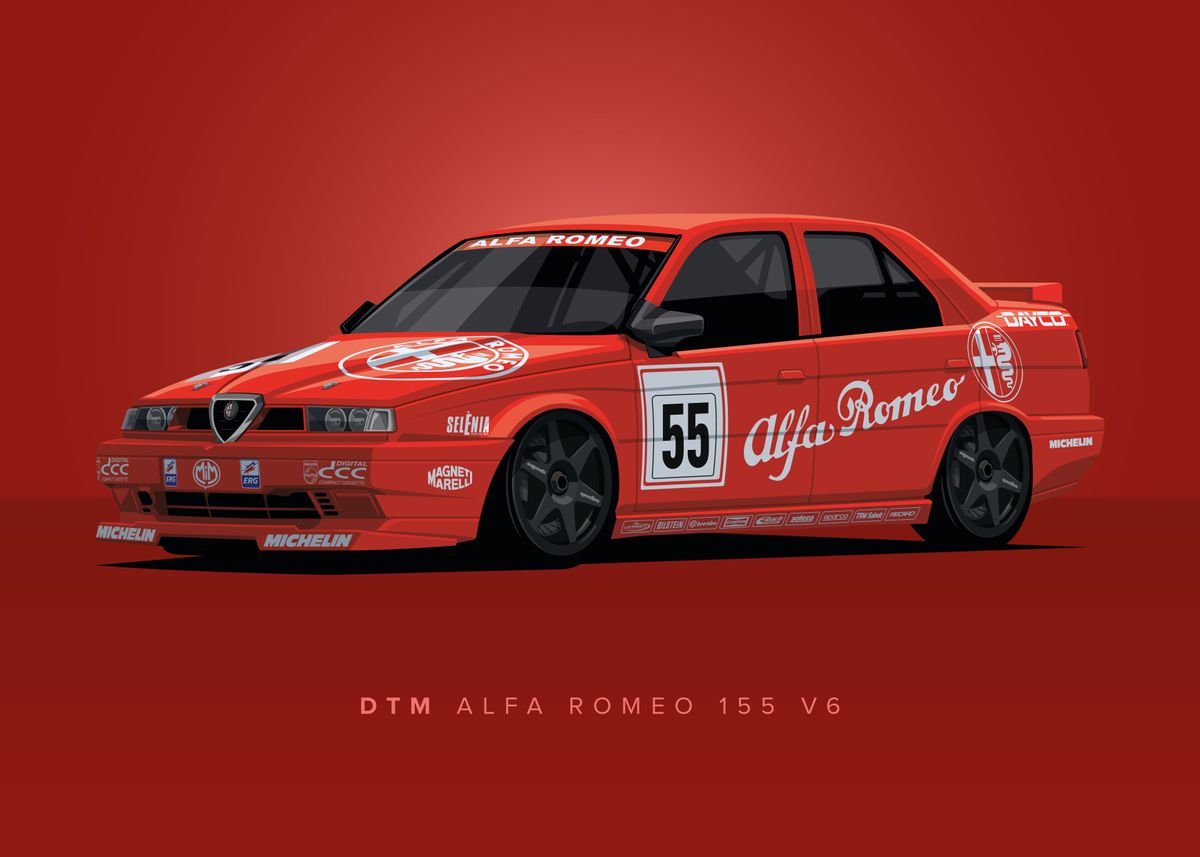 'DTM Alfa Romeo 155 V6 ' Poster, picture, metal print, paint by Jakub ...