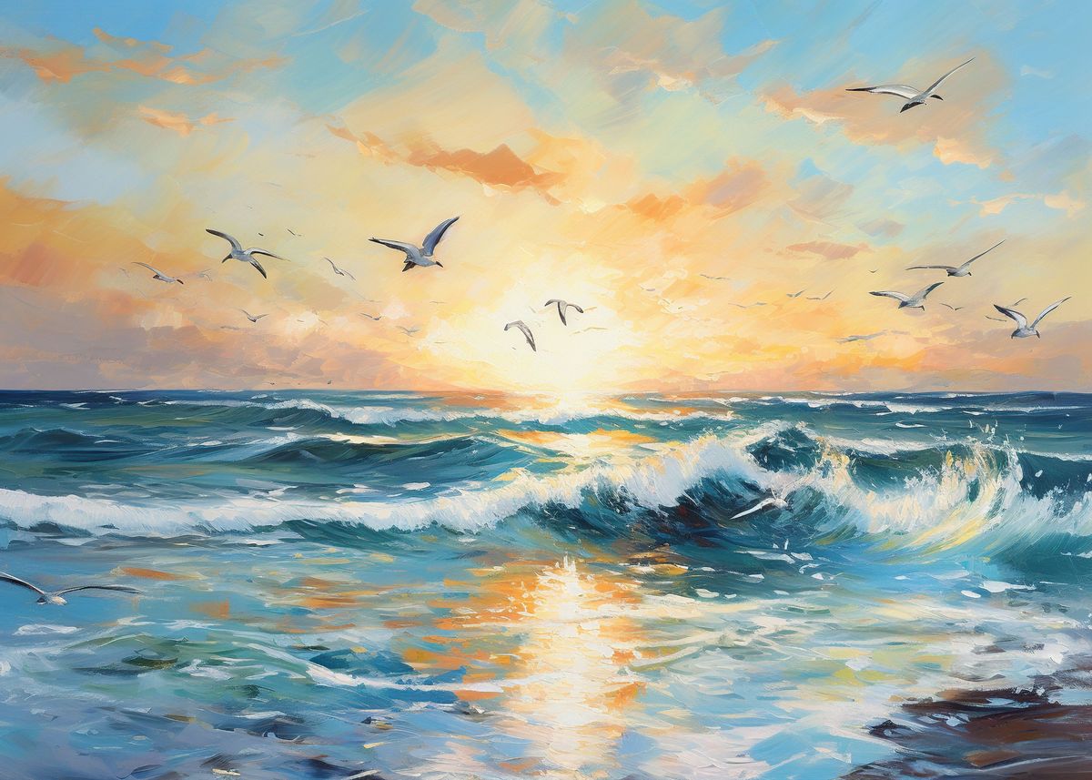'Beach Sunset Nature' Poster, picture, metal print, paint by WAA STUDIO ...