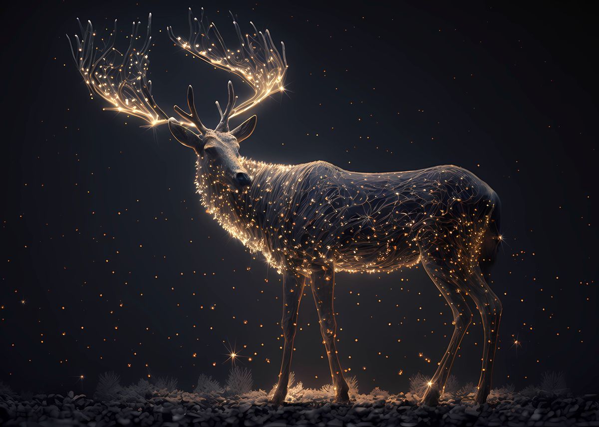 'Glowing elk' Poster, picture, metal print, paint by Jiri Hodecek ...