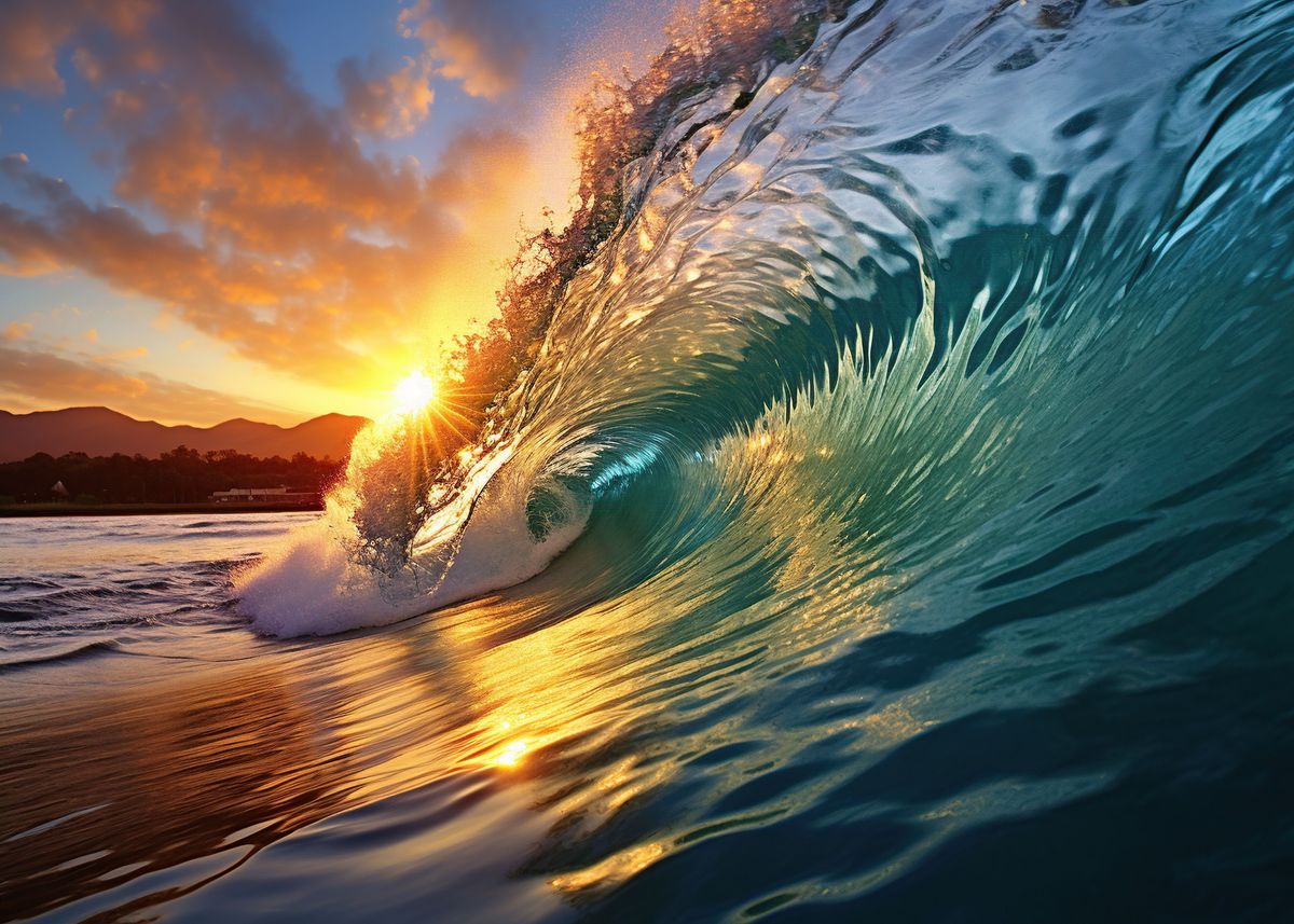 'big wave beach' Poster, picture, metal print, paint by WAA STUDIO ...