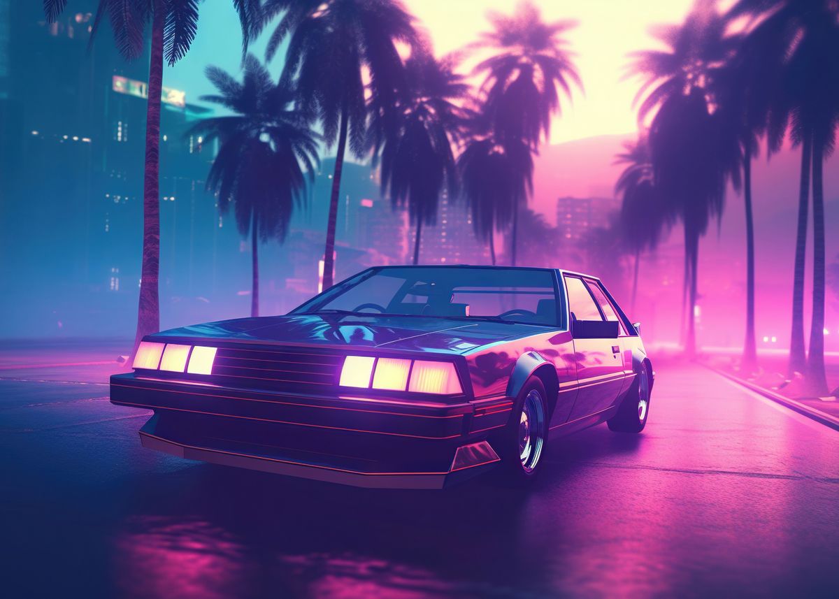 'Synth Wave Neon Velocity' Poster, picture, metal print, paint by ...