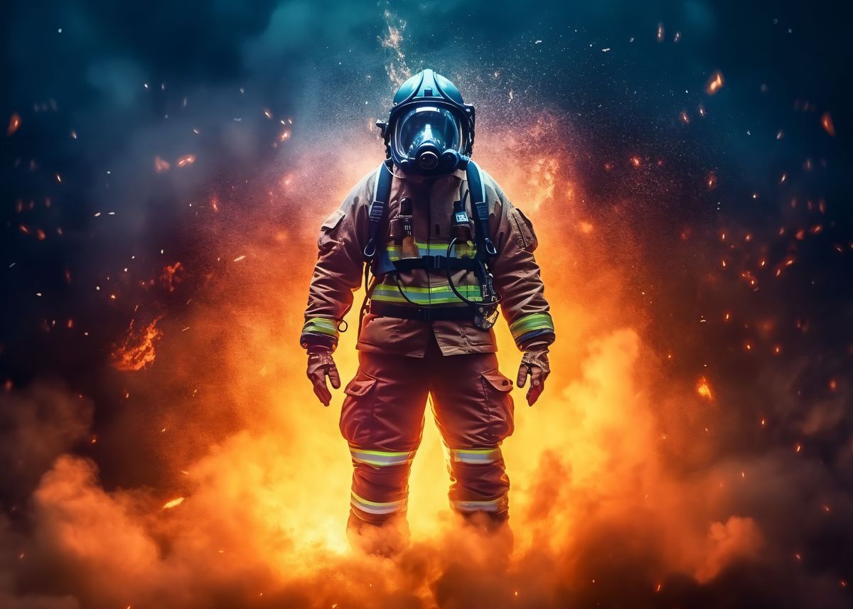 'Firefighter Fire' Poster, picture, metal print, paint by Kristy Haines ...