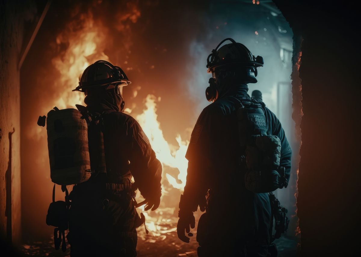 'Firefighter Fire' Poster, picture, metal print, paint by Jamie Frank ...