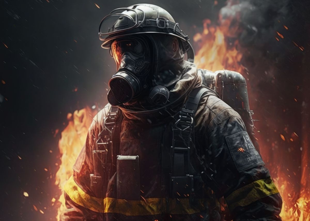 'Firefighter Fire' Poster, picture, metal print, paint by Jamie Frank ...