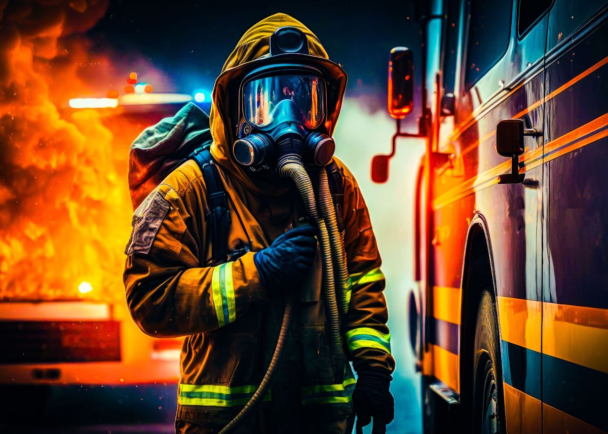 'Firefighter Fire' Poster by Jamie Frank | Displate