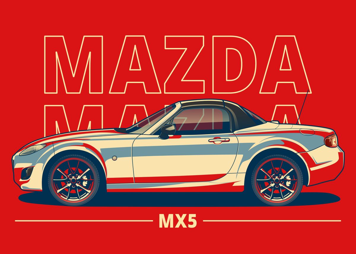 'Mazda MX 5 Miata' Poster, picture, metal print, paint by Deeo | Displate