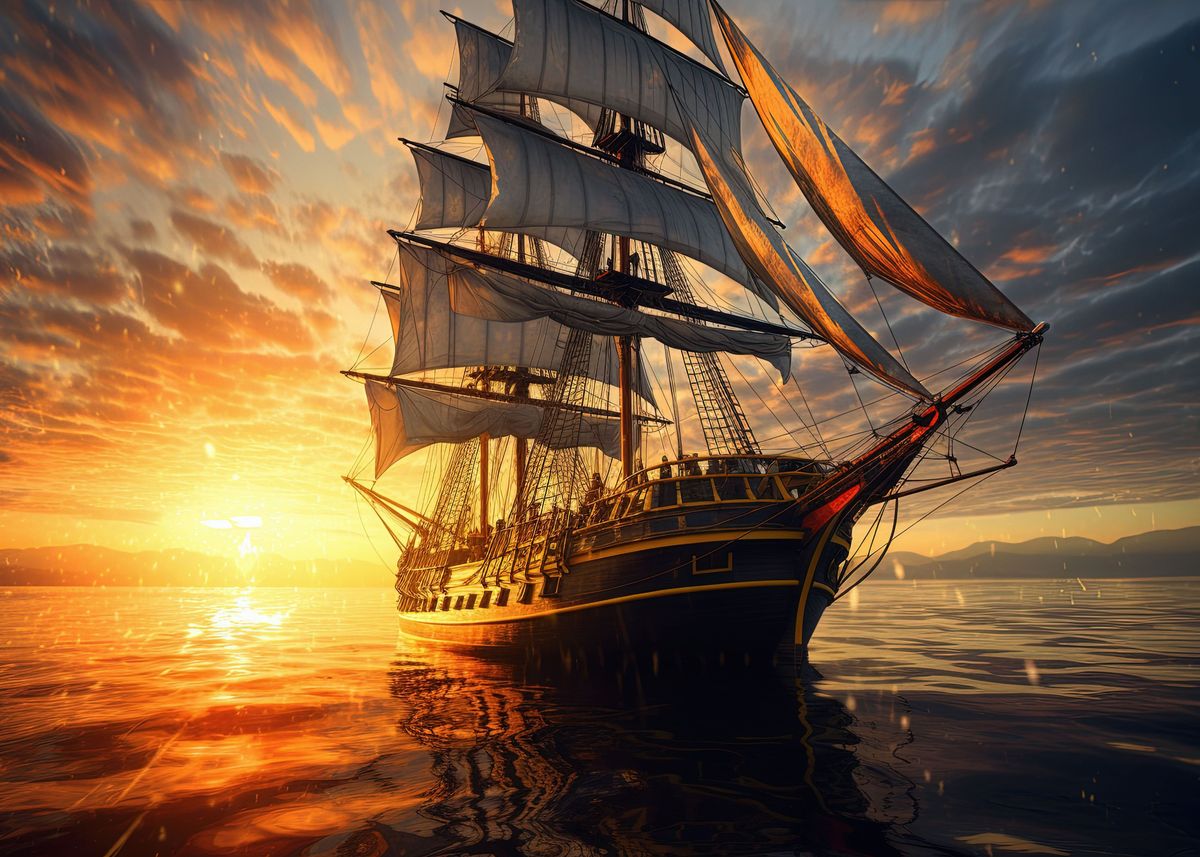 'Golden Hour Sail' Poster, picture, metal print, paint by Youwantit ...