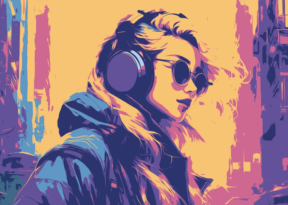 'Girls Music' Poster, picture, metal print, paint by Kamelyon | Displate
