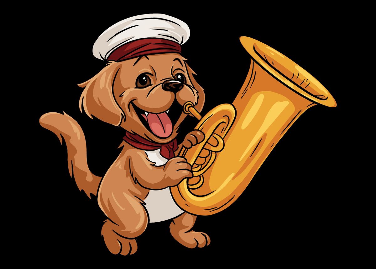 'Marching Band Tuba Dog' Poster, picture, metal print, paint by ...