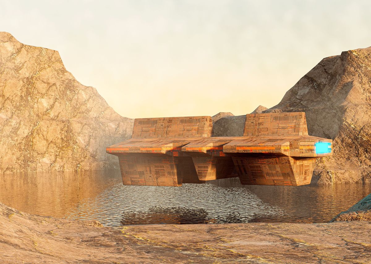 'Spaceship Freighte' Poster, picture, metal print, paint by ...