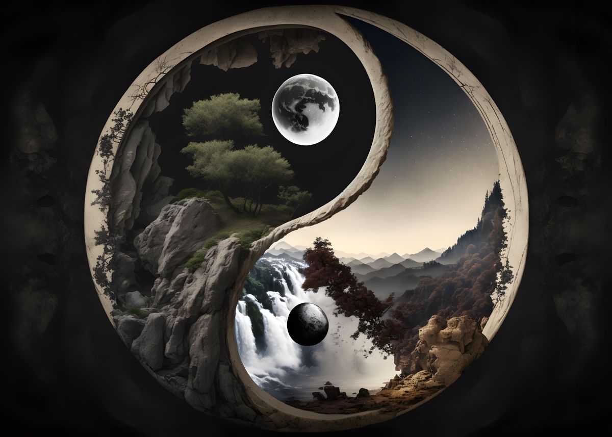'Yin and Yang Landscape 2' Poster, picture, metal print, paint by ...