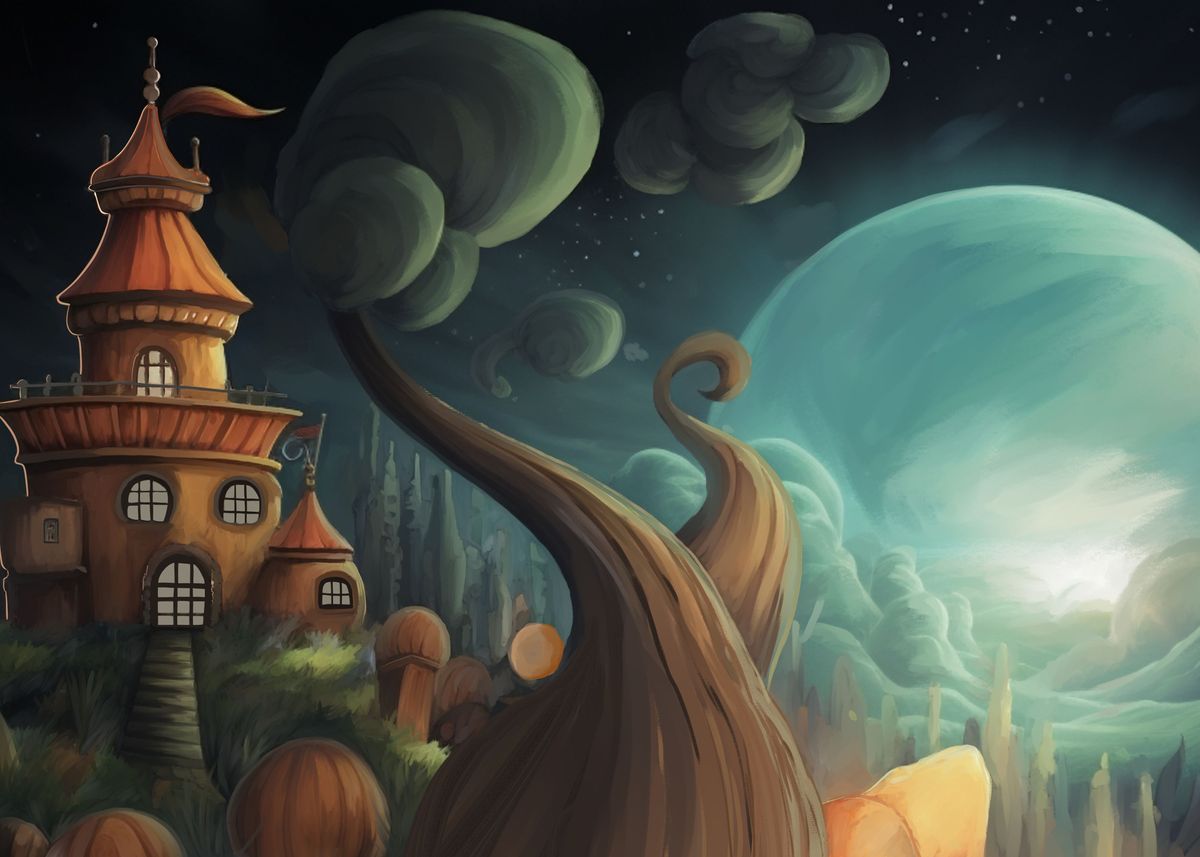 'Fantasy landscape' Poster, picture, metal print, paint by Damien ...