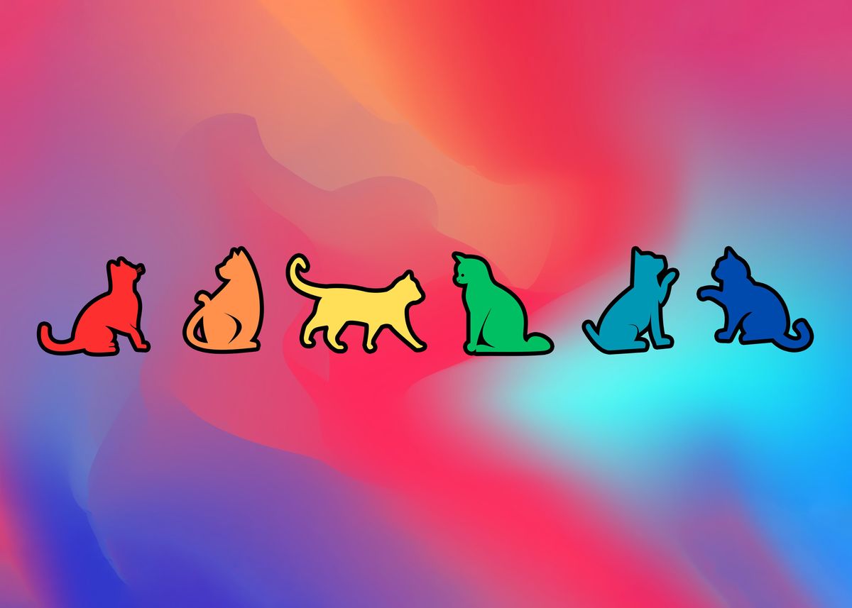 'Pride Cats Colorful' Poster, picture, metal print, paint by gani ...