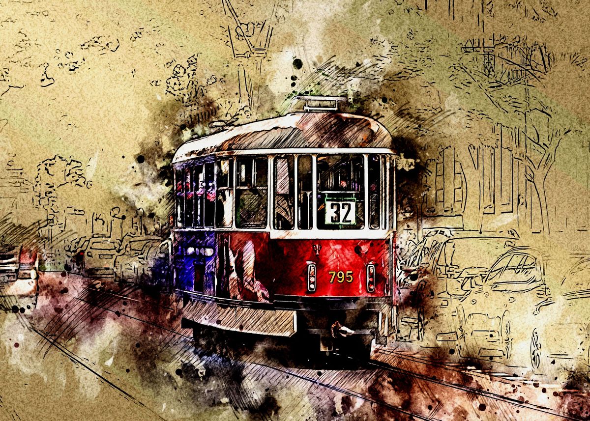 'Old Trolley Cars 19' Poster, picture, metal print, paint by Alejandro ...