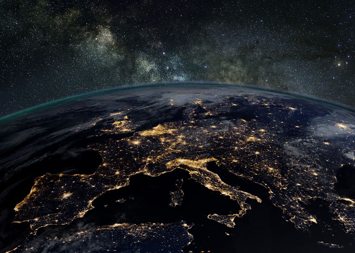 'Europe at Night' Poster, picture, metal print, paint by Marcel Clemens ...