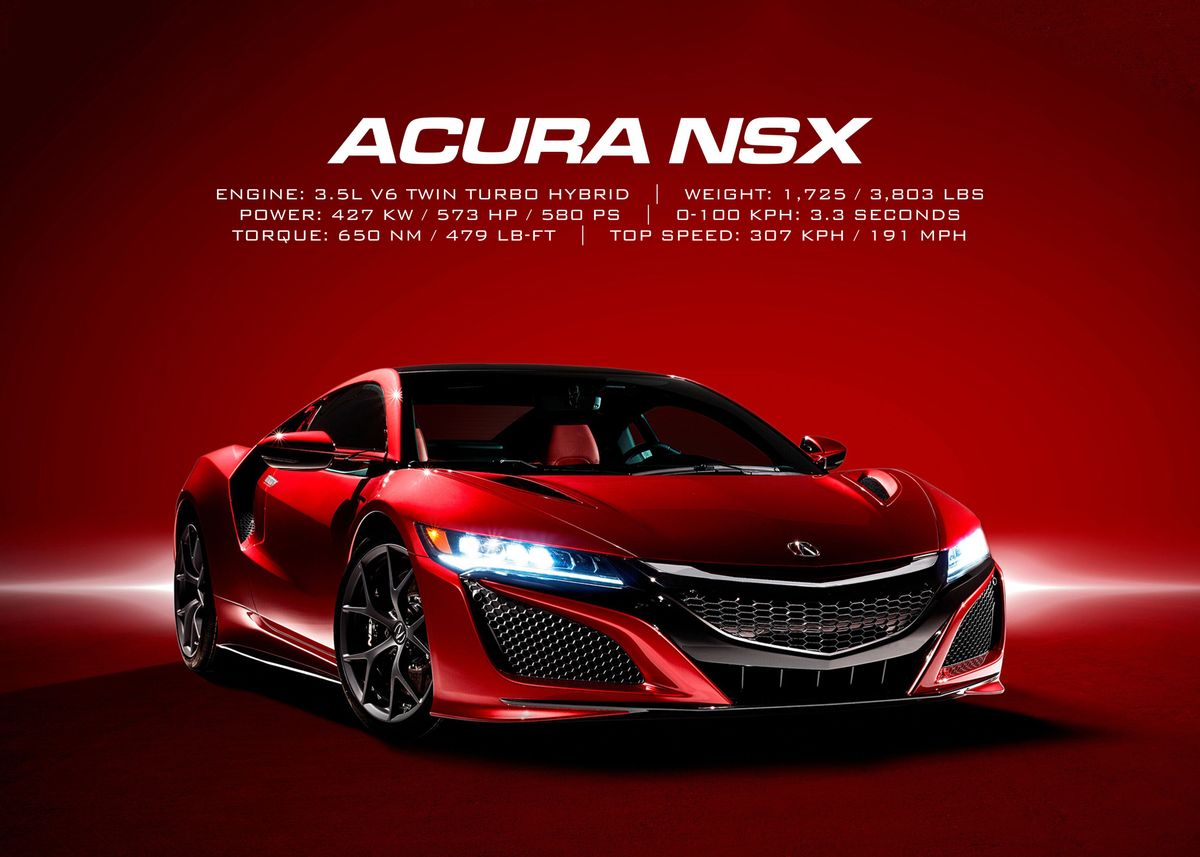 'Acura NSX' Poster, picture, metal print, paint by uart space | Displate