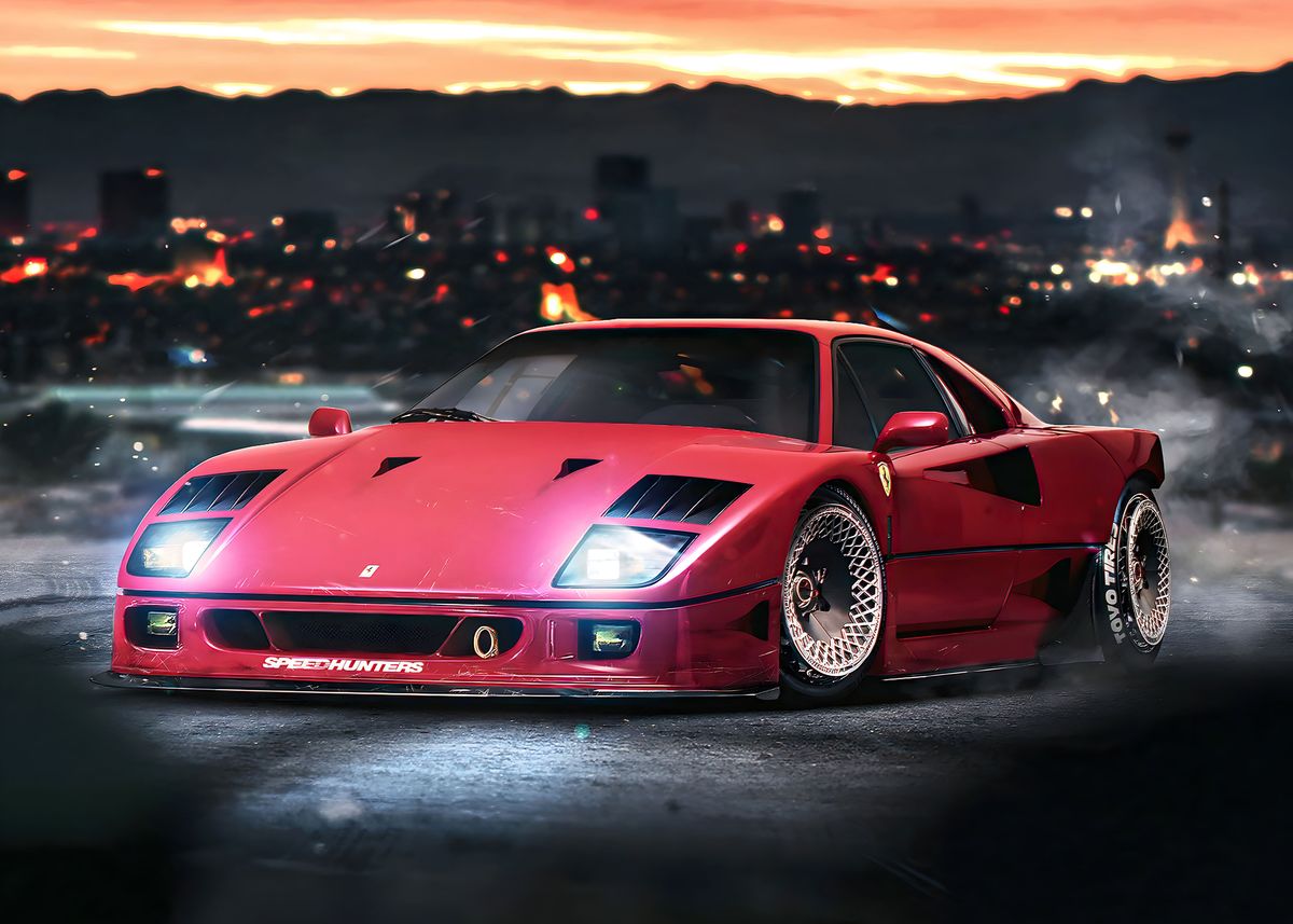 'Ferrari F40' Poster, picture, metal print, paint by To Giyanto | Displate