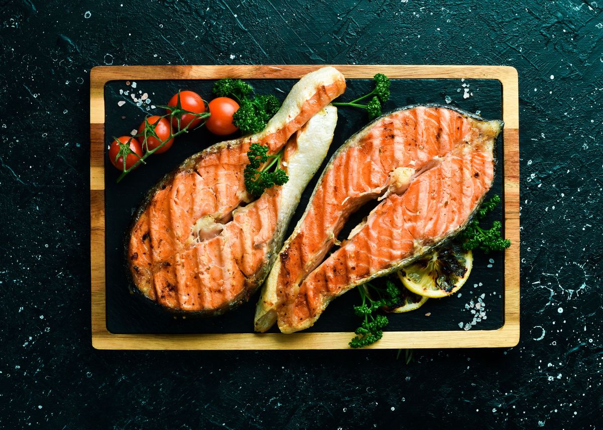 'Grilled fish steak ' Poster, picture, metal print, paint by Guru ...